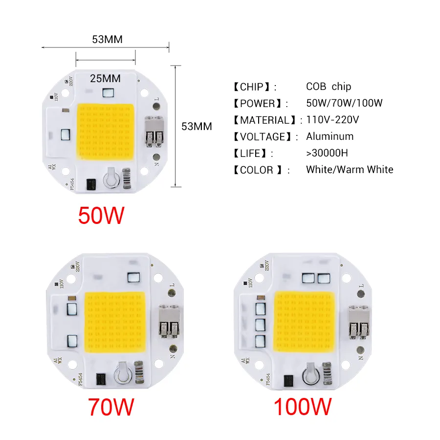COB LED Light Beads - 110V/220V Aluminum F5454, No Welding Required, for Floodlight or Spotlight ...