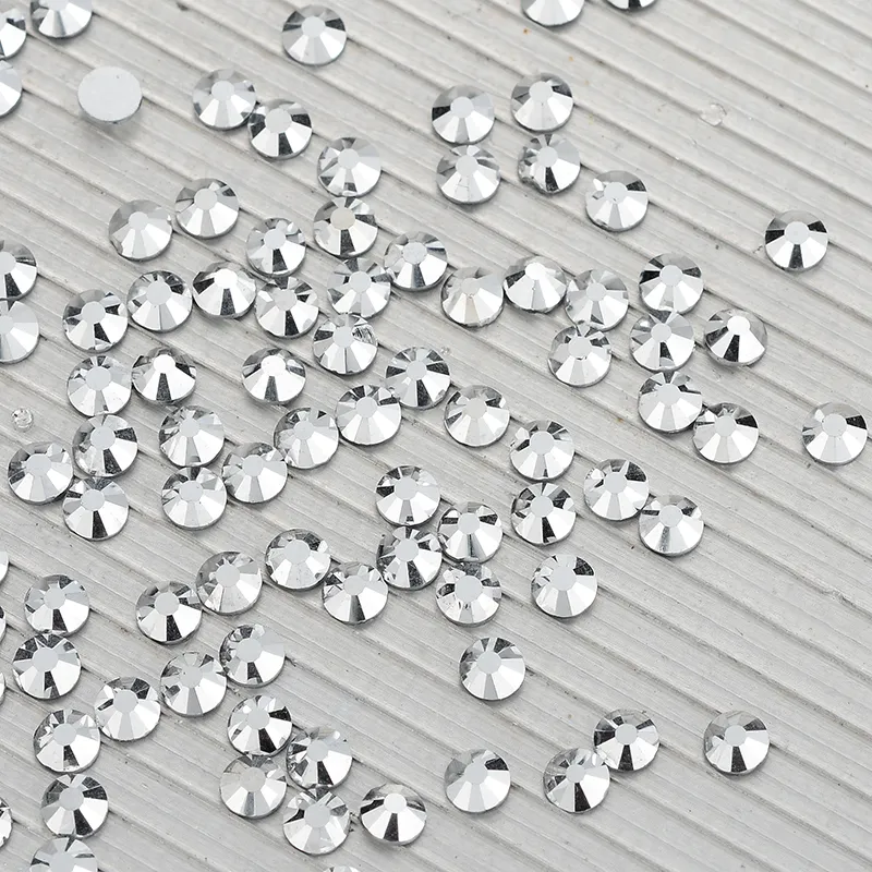 Silver Glass Rhinestone Flatback Glitter Round Gems for Crafts, Nail ...