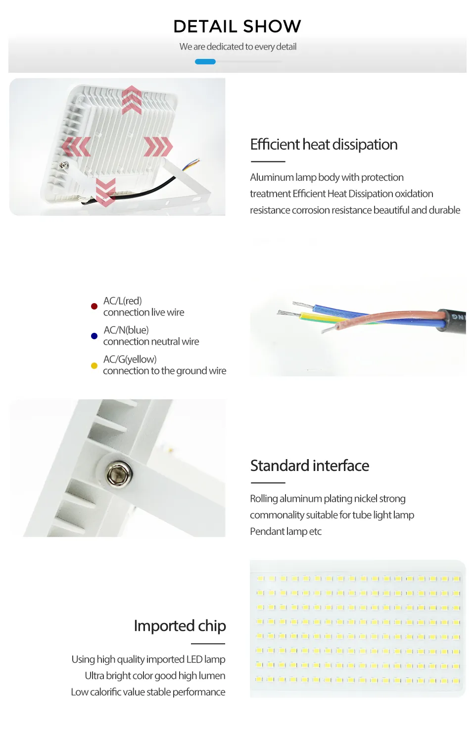 Waterproof IP66 LED Floodlight 10W 20W 30W 50W 100W Smart IC 220V White ...