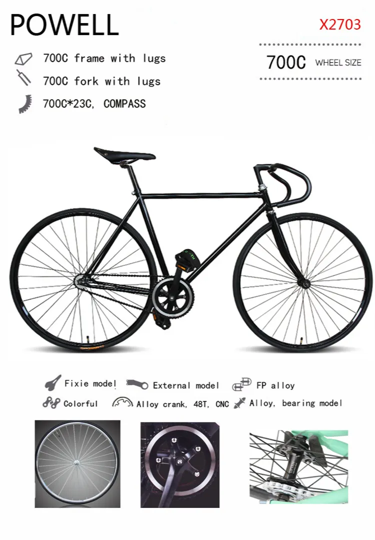 Vintage Aluminum Alloy Fixed Gear Bike with Dual V-Brake for City ...