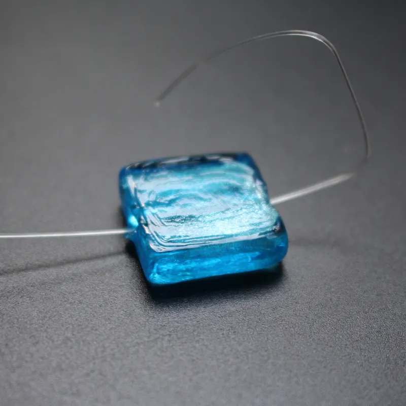 20mm Lampwork Glass Beads Square Flat Foiled Multi-Color White Pink Mix ...