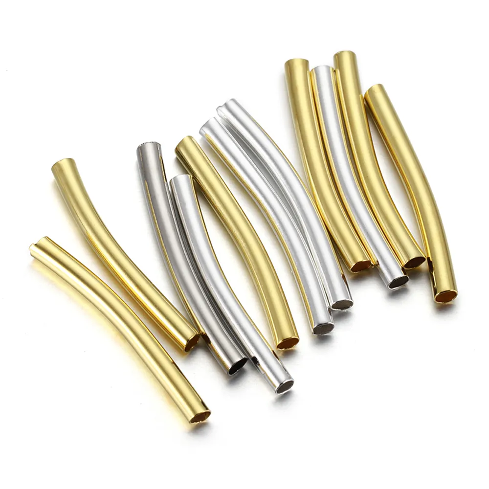 Copper Curved Tube Spacer Beads Connectors 20-50mm for DIY Jewelry ...