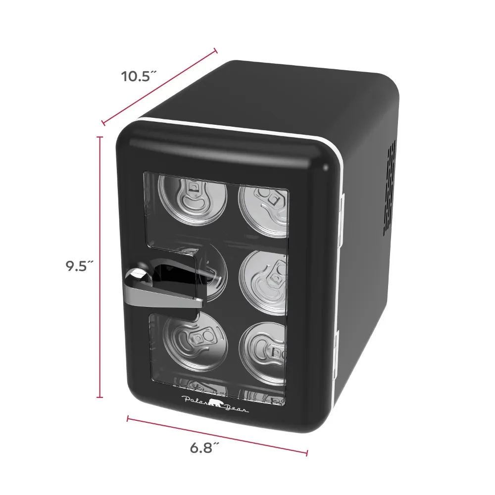 Retro Mini Fridge Cooler | 6.5in 4L Compact Refrigerator| Integrated ...