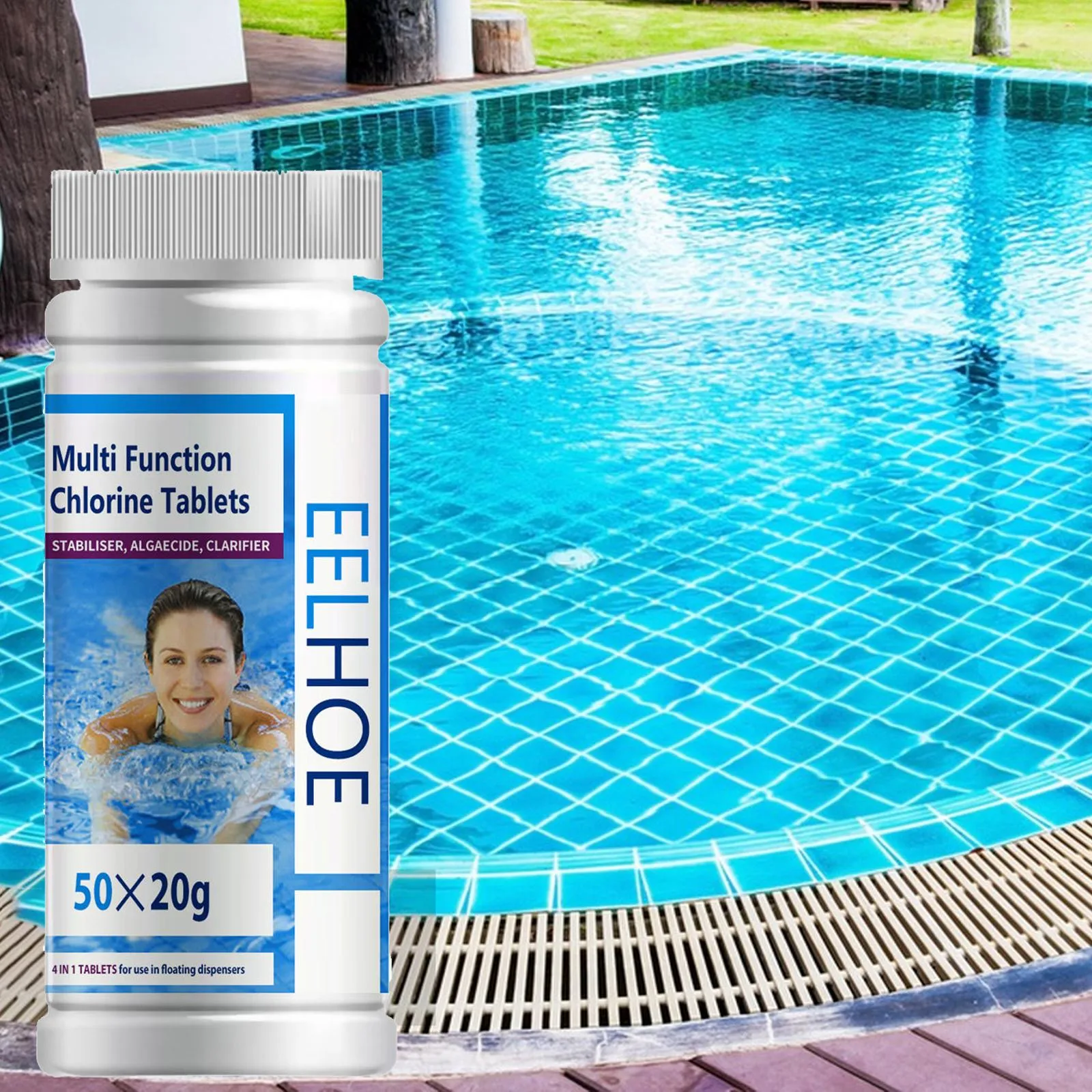 50-1000g Slow Dissolving Chlorine Tablets for Swimming Pools, Hot Tubs ...