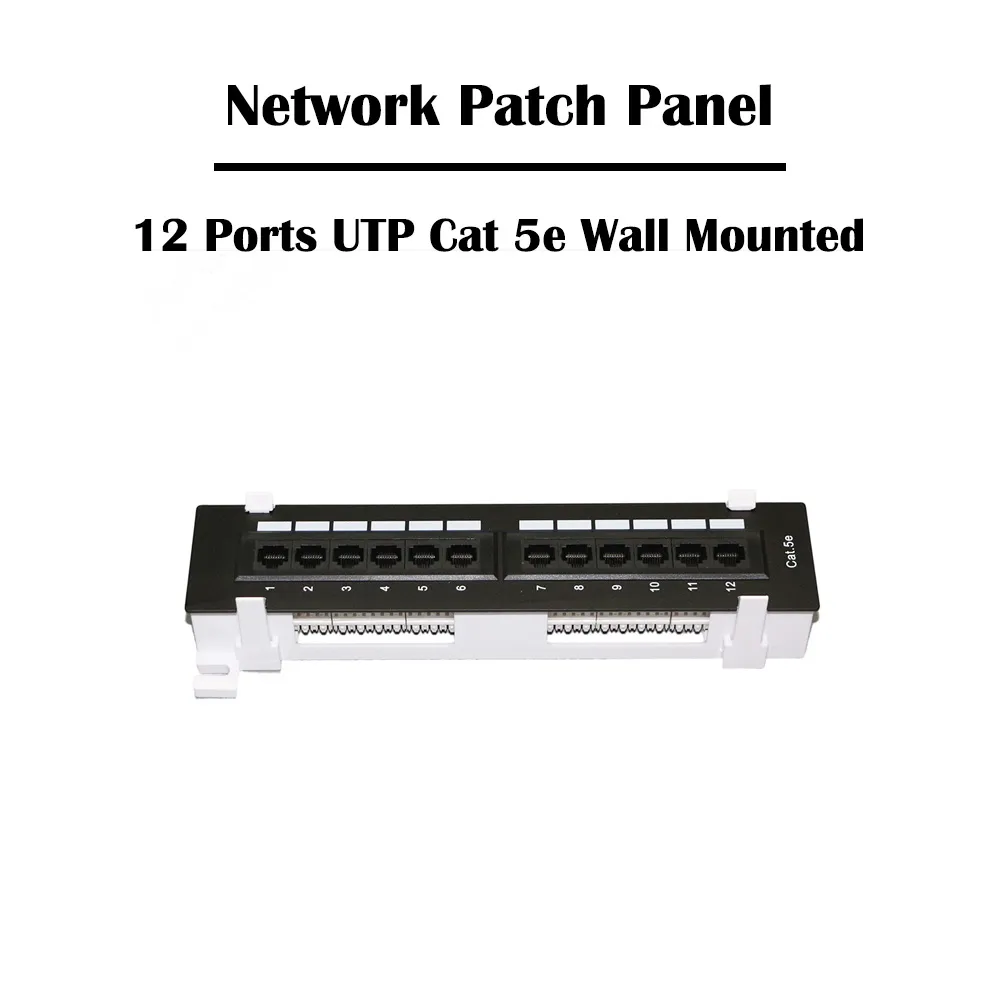 Cat 5e UTP 12 Port RJ45 Patch Panel LAN Network Adapter Cable Connector ...