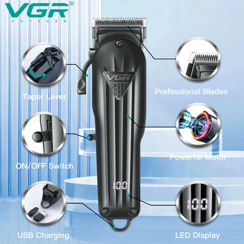 Professional LED Adjustable Mens Electric Hair Cutters Cordless Hair ...