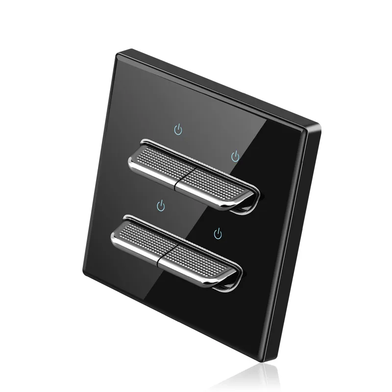 LED Wall Switches With Indicator Light | Glass Light Switches Black ...