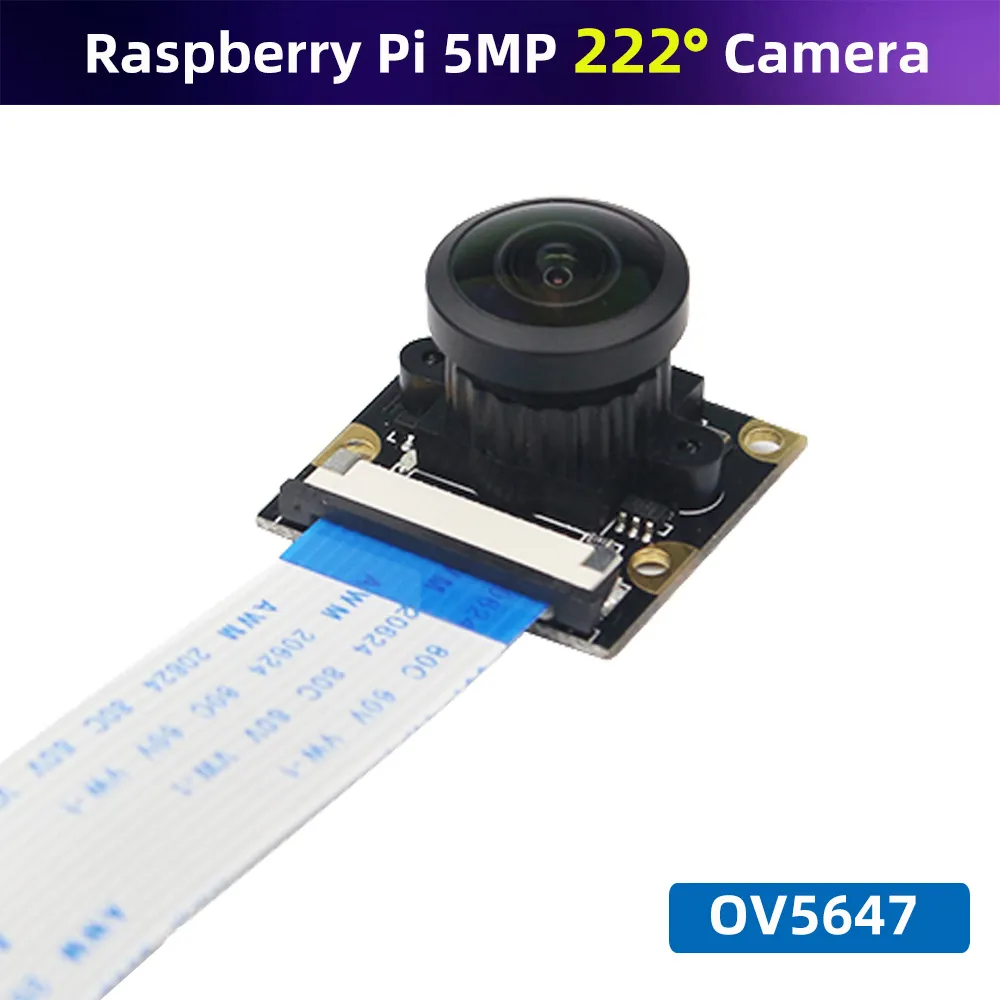 Raspberry Pi Fish Eye Camera Module 222° Wide Angle Adjustable Lens ...
