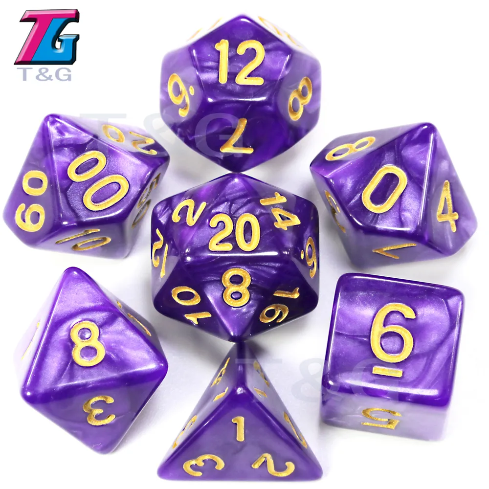 Polyhedral RPG dice for dnd with Marble Effect and Transparent D4-D20 ...