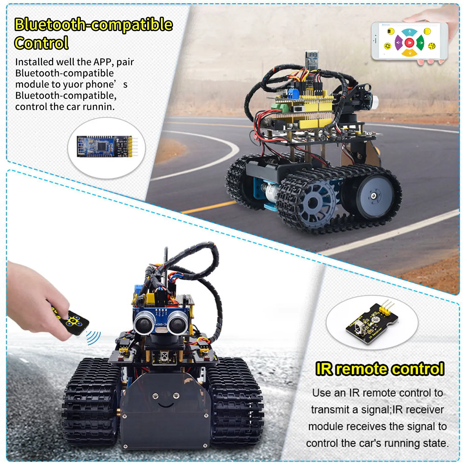 Robot Keychain, Arduino Robot Arm Kit! DIY Mini Tank V2.0 Smart Car Kit ...