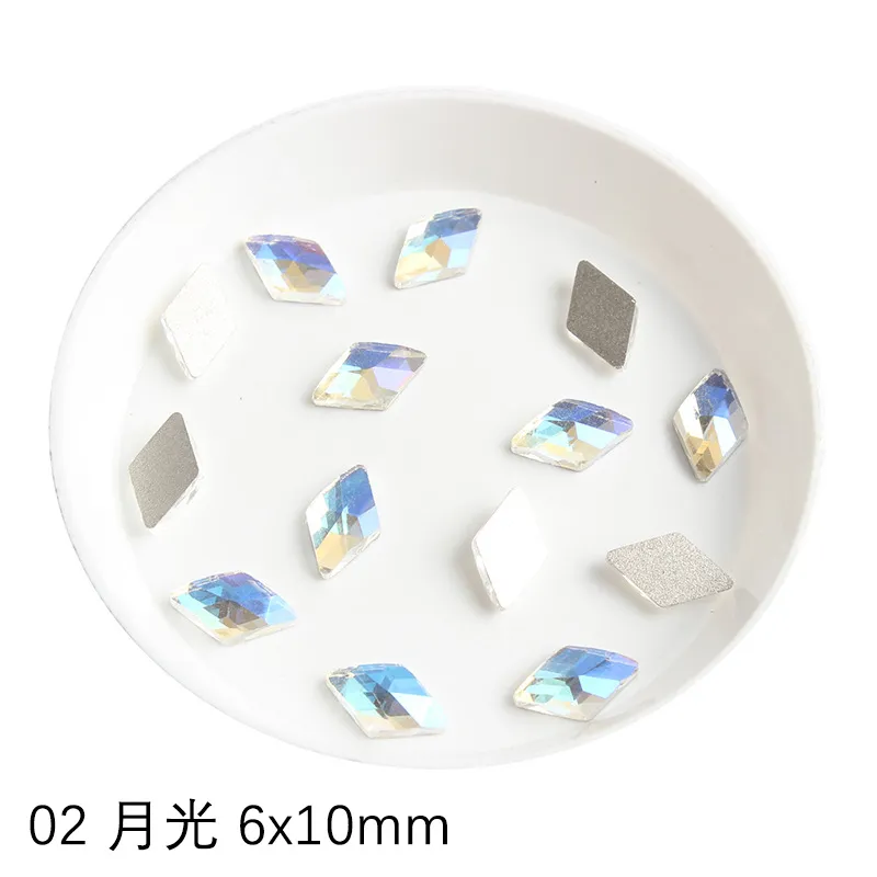 Rhombus Diamond 6×10mm Flat Back Nail Rhinestone Crystals for 3D Nail ...