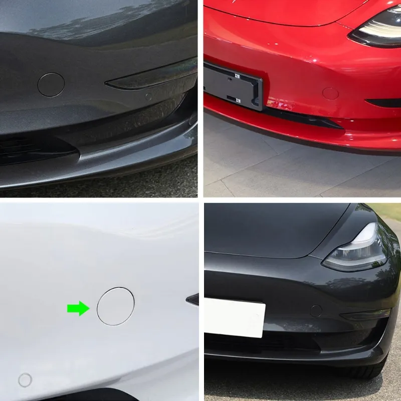 3-Pack Model 3/Y Black Plastic Front Bumper Tow Hook Eye Cover Cap ...