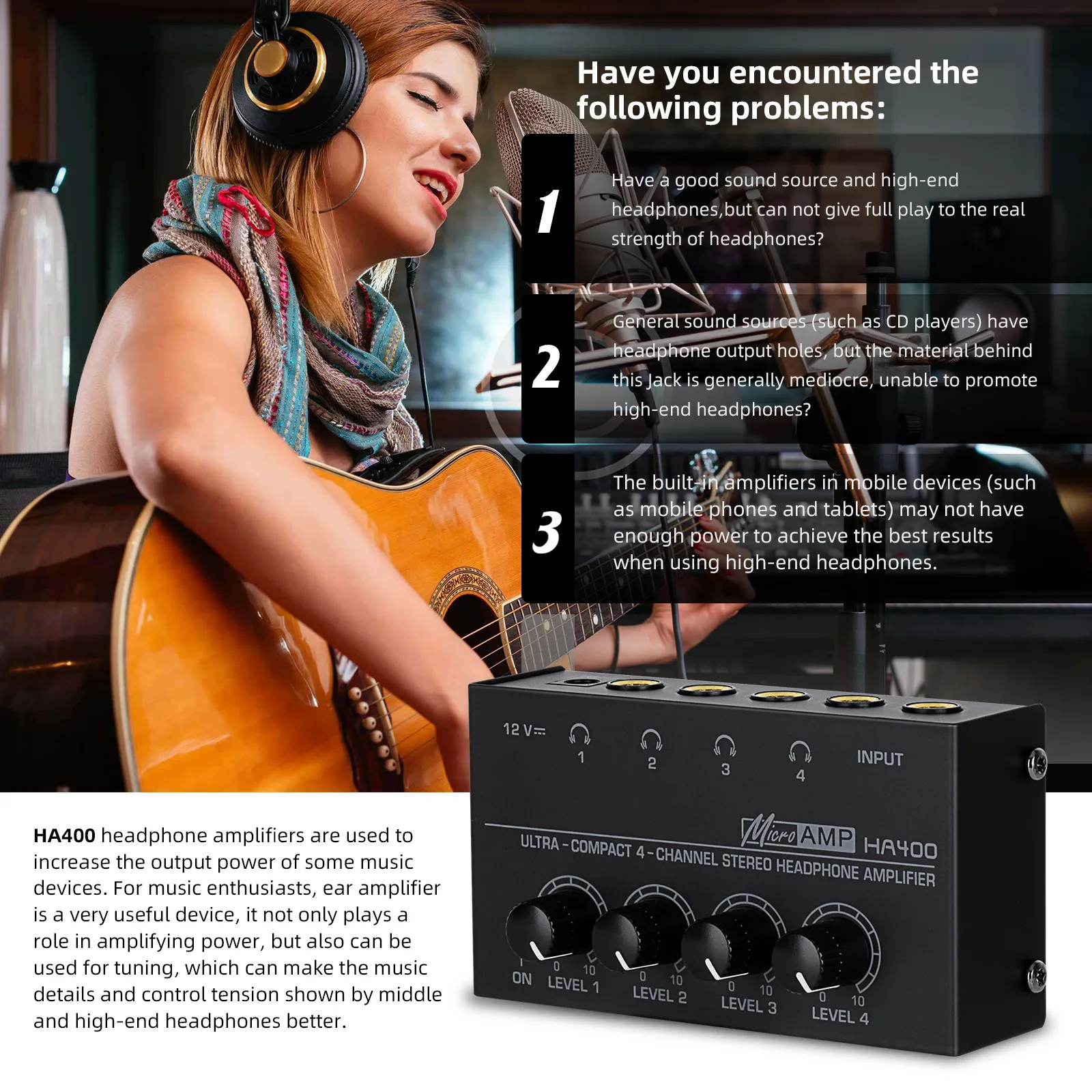 4 Channel Stereo Headphone Amplifier Distributor Ultra-Compact Mini EU ...
