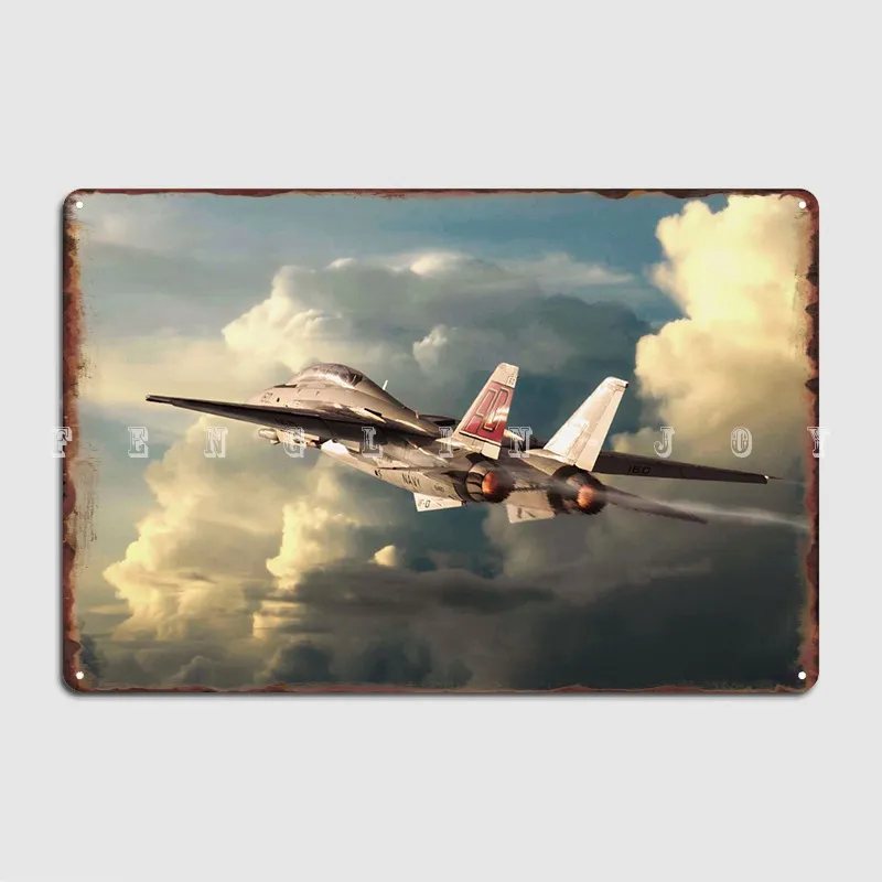 Vintage Metal Tin Sign Airborne Jet Wall Decor Aviation Theme Poster ...