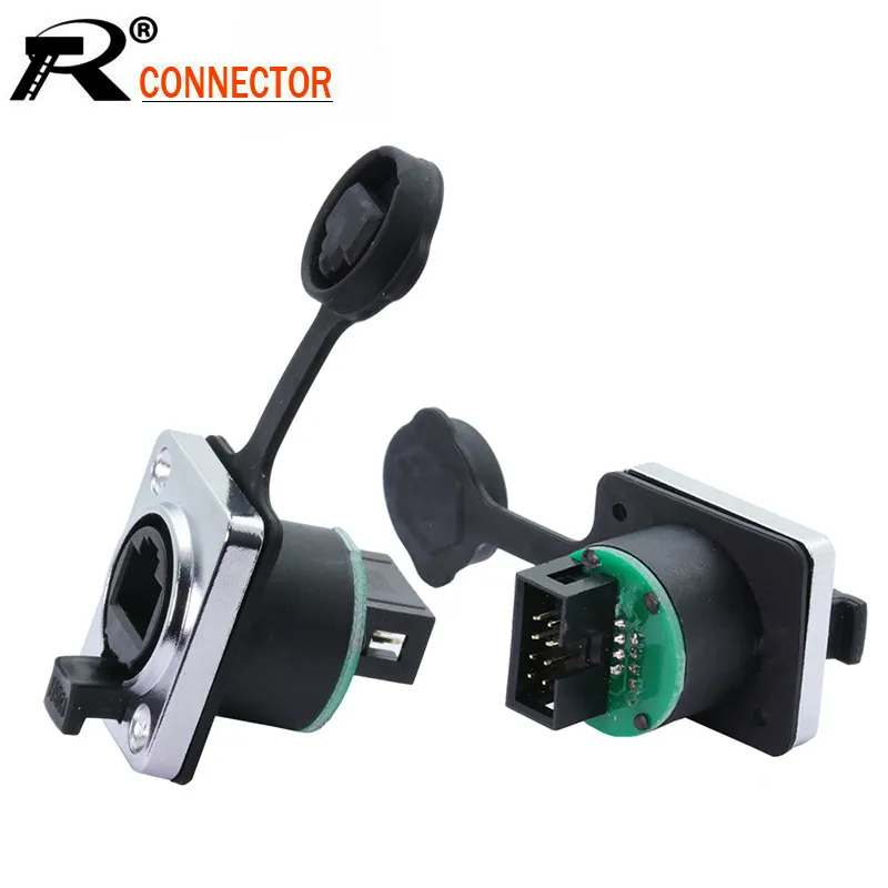 PCB Mount RJ45 Female Jack Panel Mount IP65 Waterproof 8P8C Ethernet ...