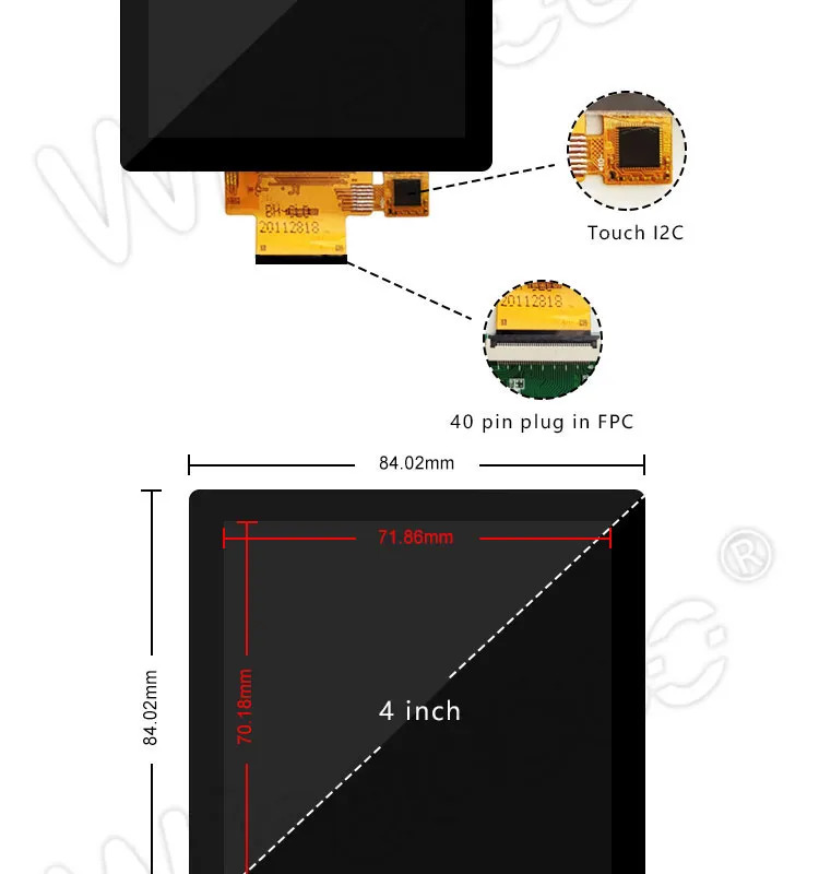 4-inch LCD Touch Screen: 720x720 IPS RGB I2C Display Module for ...
