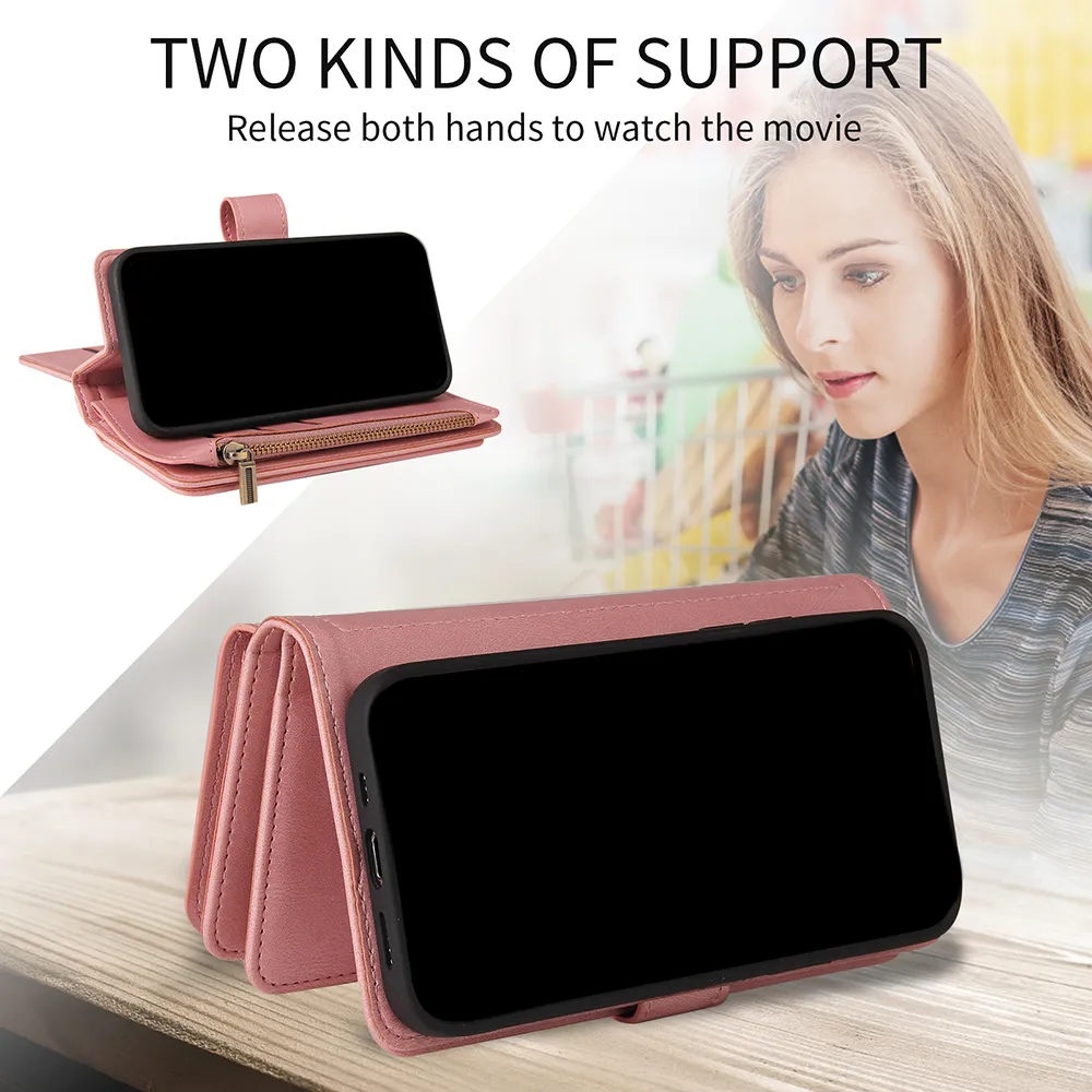 Flip Leather Wallet Phone Case for OPPO | Card Slots Zipper Secure ...