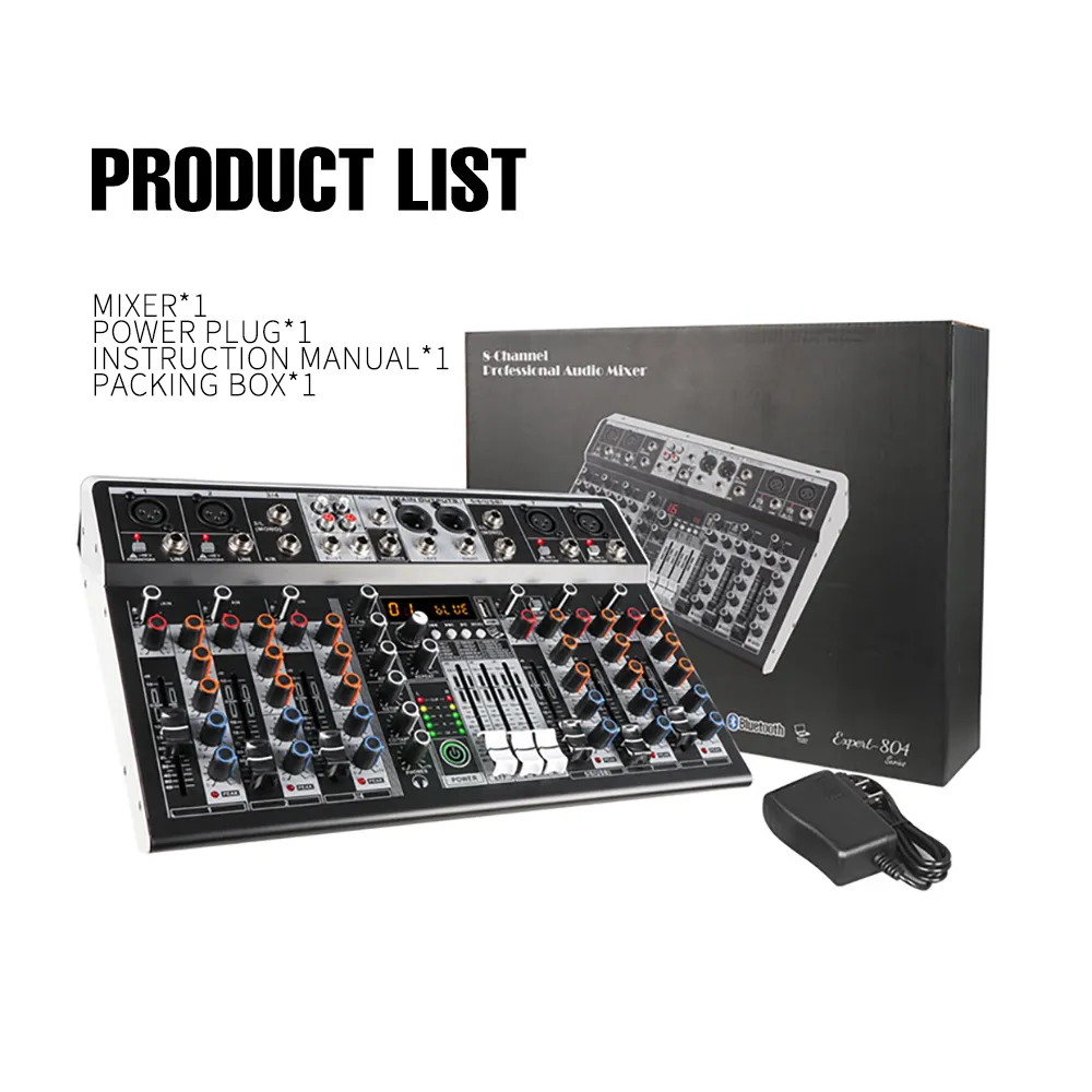 Audio Mixer with Effects, 4-Channel Stereo Mixer for Live Streaming ...