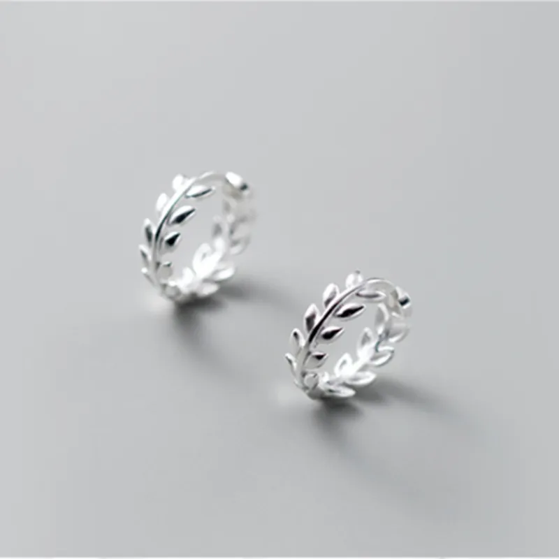 WOOZU INS 925 Sterling Silver Minimalist Leaf Huggie Earrings for Women ...