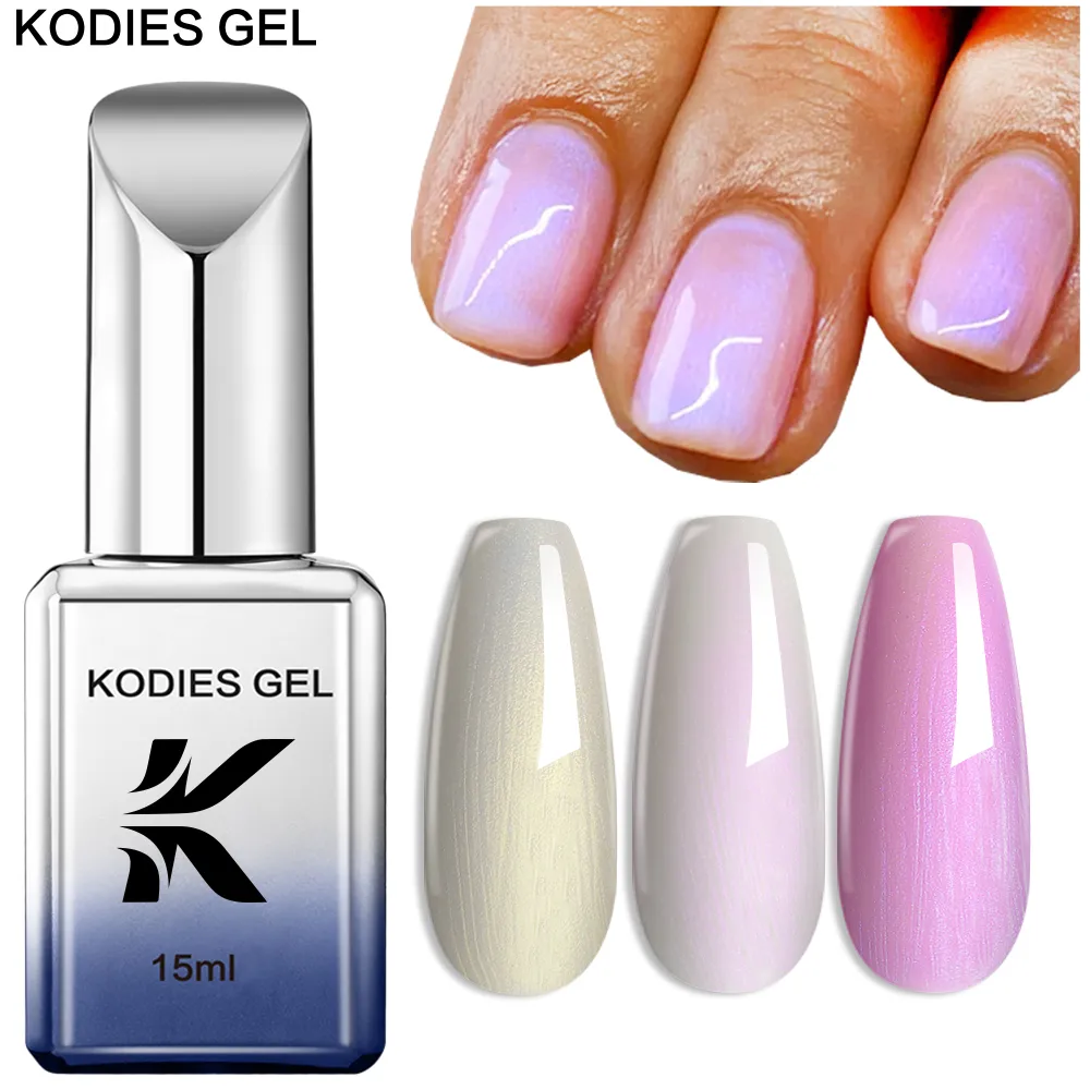 15ml Shell Pearl Gel Nail Polish, Aurora Pink-Beige Shimmer Hybrid Gel ...