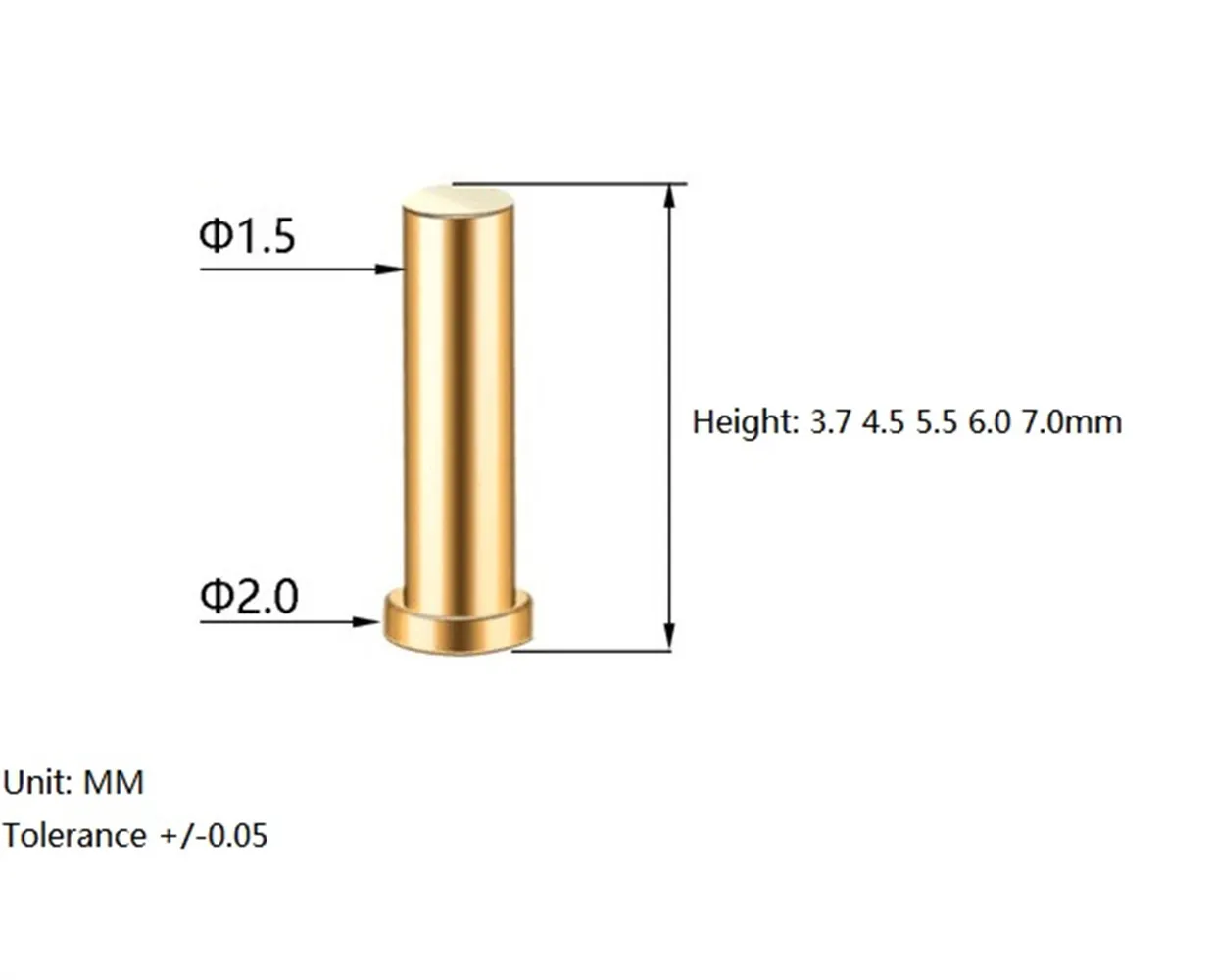 2mm Diameter SMT Type Pogo Pin Connector Female Seat PCB Straight Gold ...
