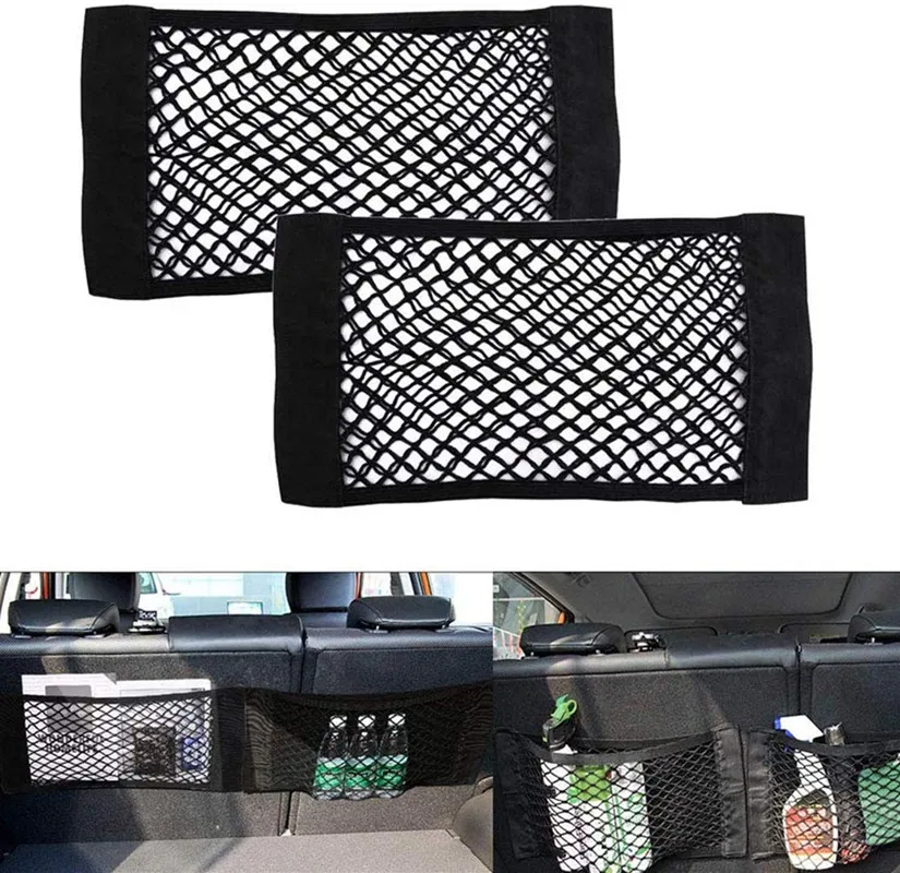 Car Trunk Organizer: Elastic String Mesh Storage Bag with Magic Sticker ...
