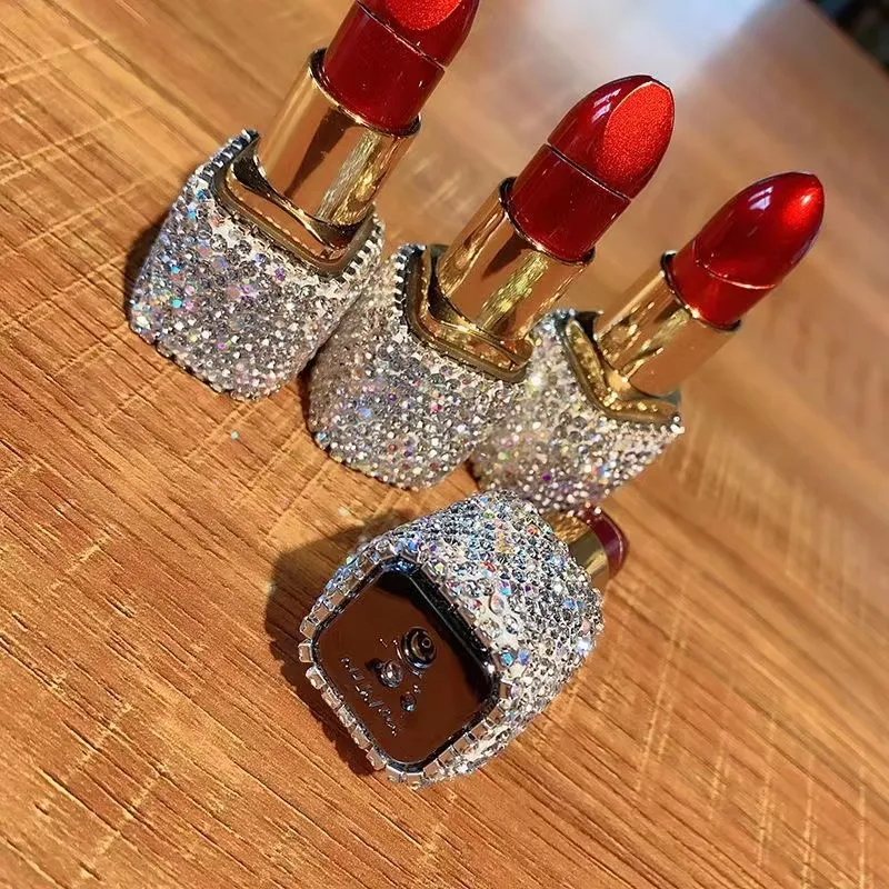 Pink Water Diamond Inflatable Lighter: Portable Luxury Diamond Lipstick ...