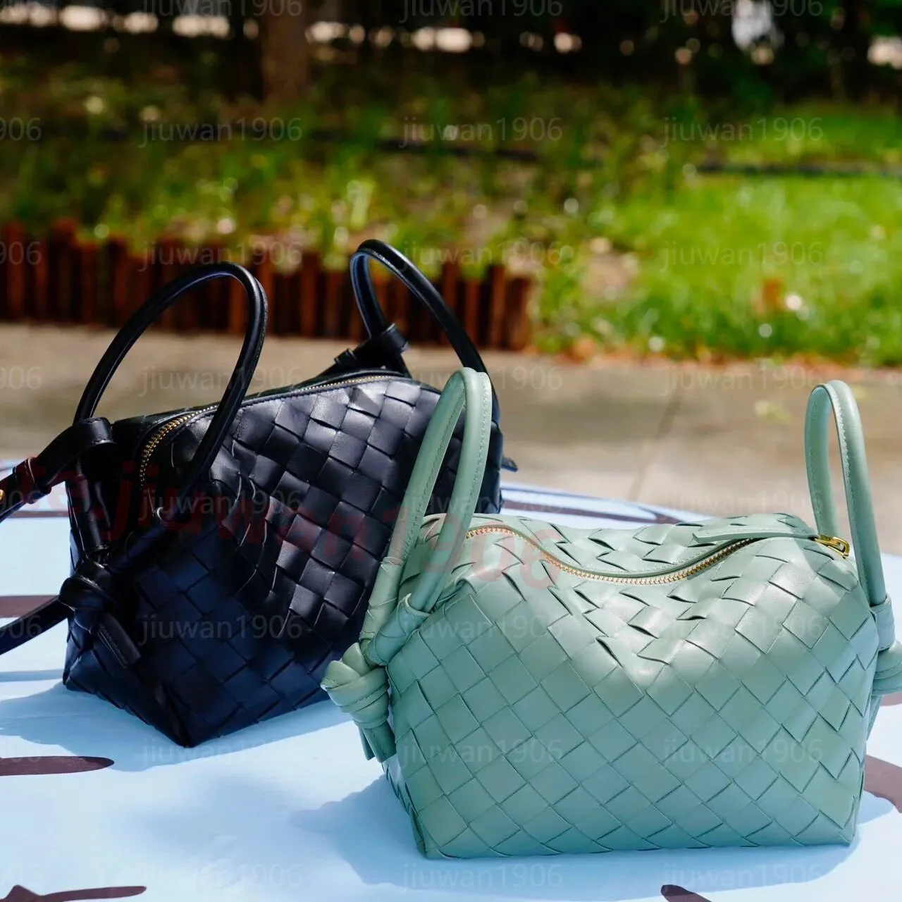 Intrecciato Designer Leather Concert Pouch Woven Bag With Loop Handle ...