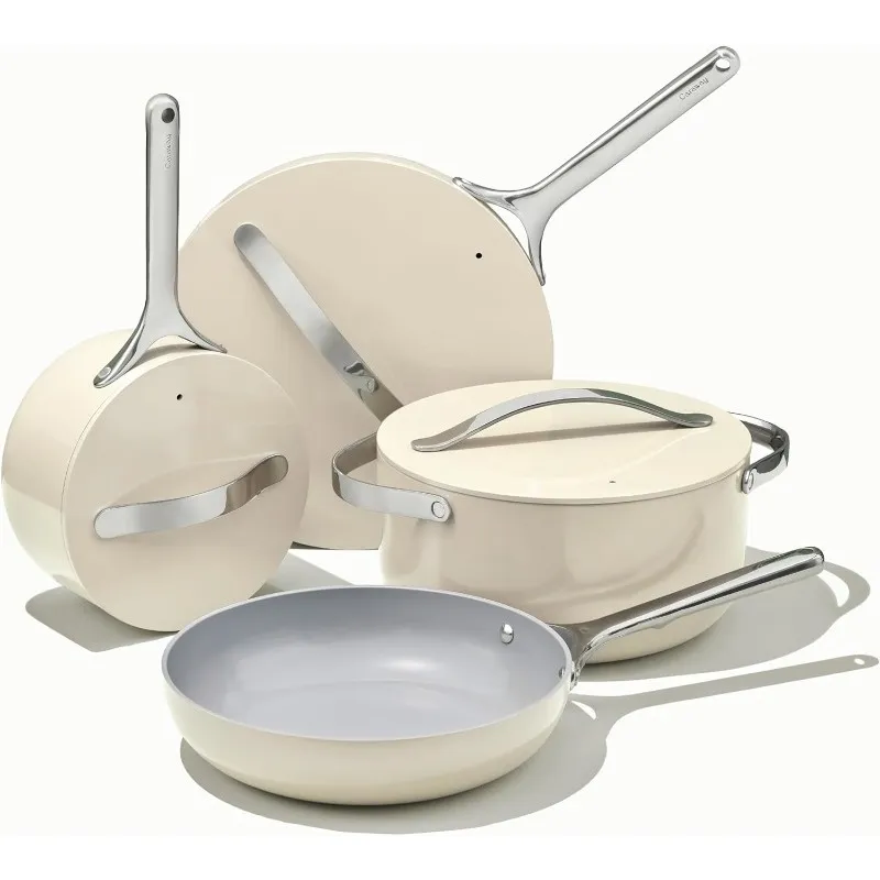 Caraway Nonstick Ceramic Cookware Set, Navy, PTFE & PFOA Free, Oven ...