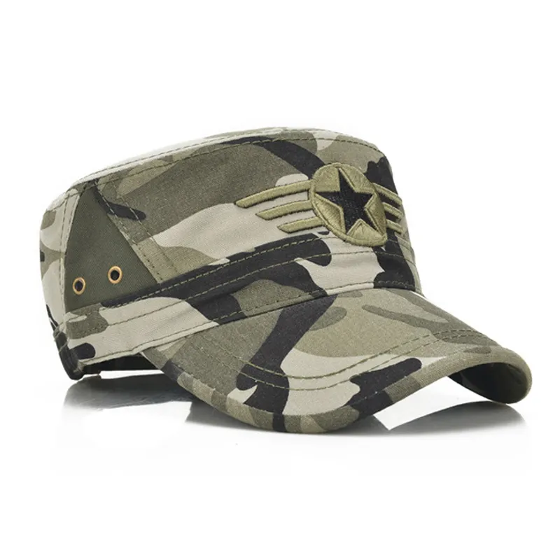 Summer Distressed Flat Roof Visor Hat, Black Cadet Military Style ...
