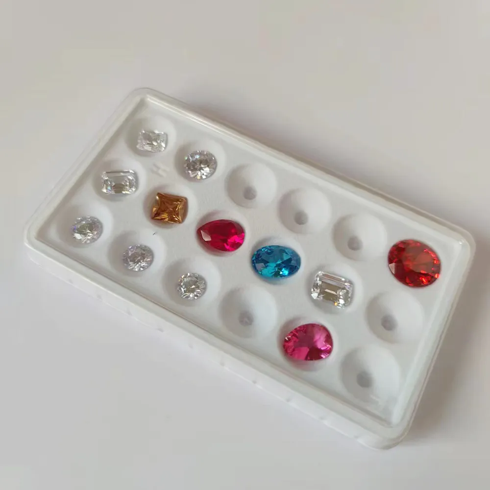 Gemstone Jewelry Storage Box with Glass Top Display Case 18 Grids for ...