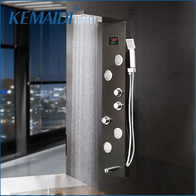 DHgate.com:Black Digital Shower Panel System w/ Body Jets & Temperature ...