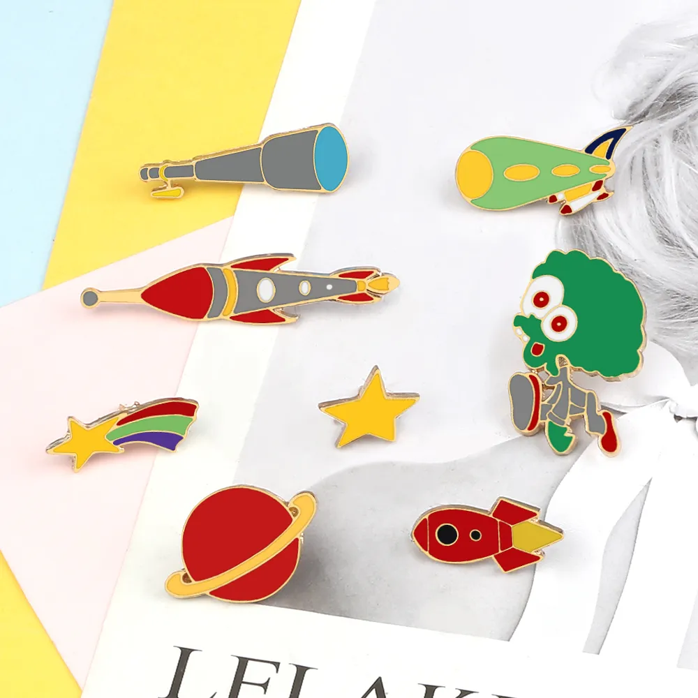 Universe Enamel Pins: Rocket, Star, Telescope, Planet, Alien Space ...