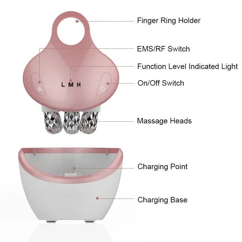 Electric Face Massager: 5 In 1 EMS Facial Device With Light Therapy For ...