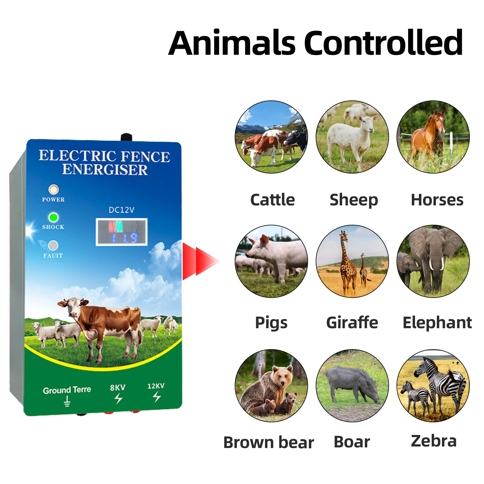 Electric Fence Box For Cattle, 10KM High Voltage Livestock Fence ...