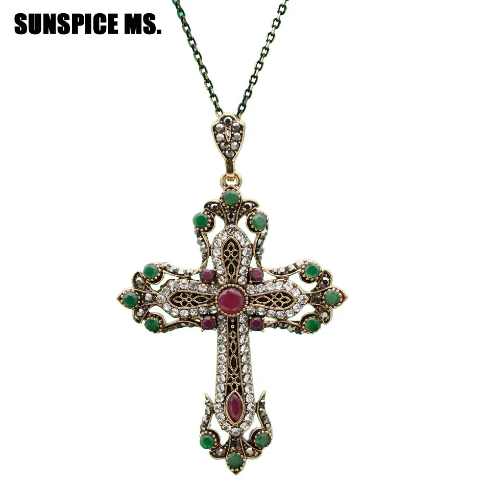 Antique Cross Pendants Floral Cross Necklace For Women, Religious ...