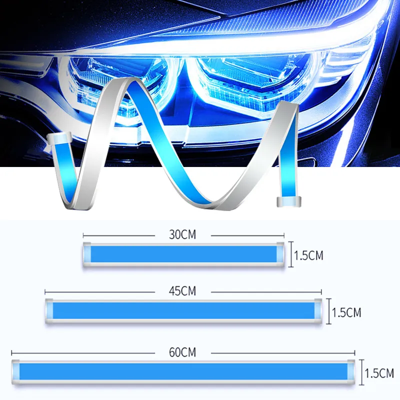 Car LED DRL Strip Daytime Running Lights Turn Signal Bulb Flexible ...