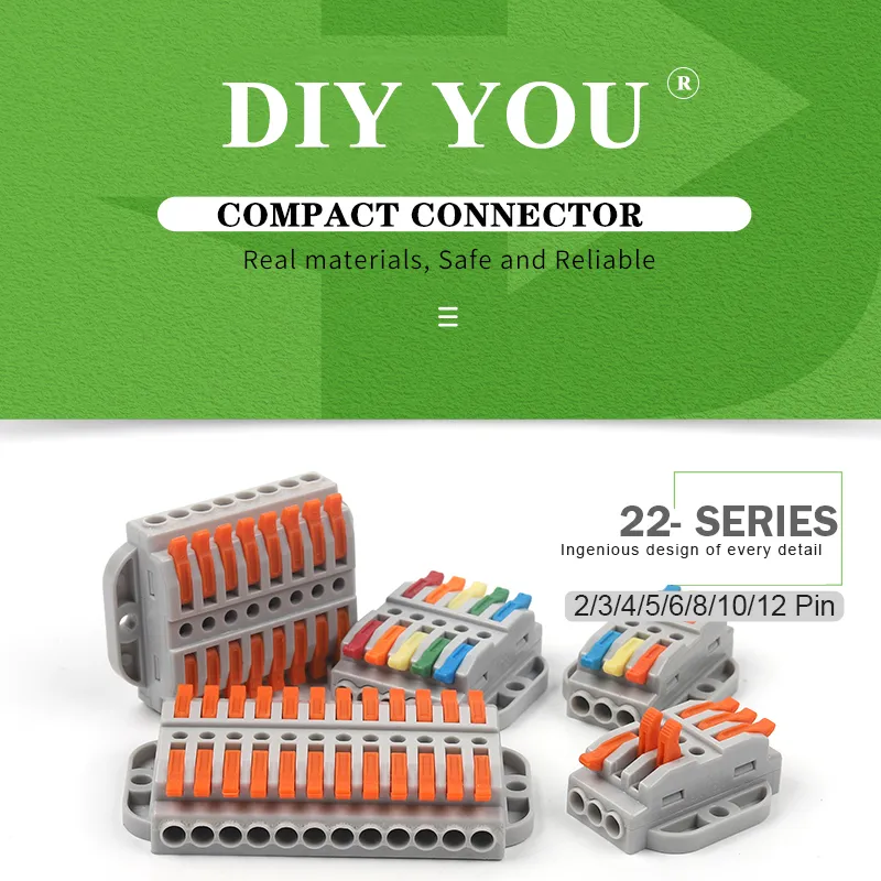 Electrical Crimp Terminals Quick Butt Lever Wire Connectors 2 12 Way ...