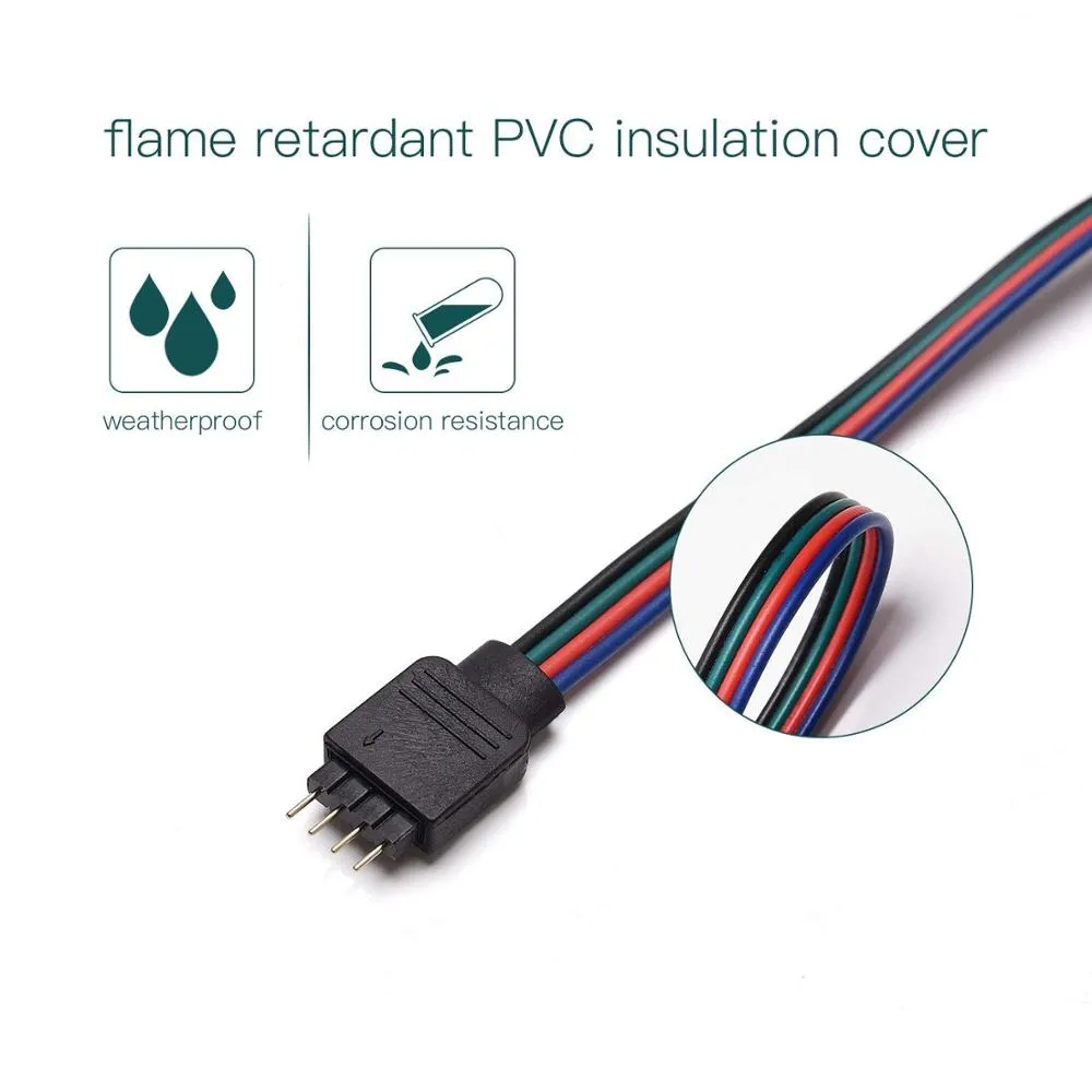 5-Pack LED Strip Light ip connector - Male/Female 4-6 Pin Adapter Wire ...