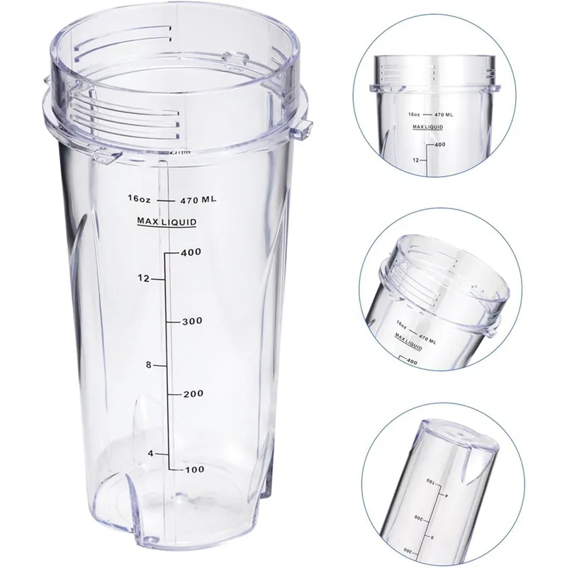 2-Pack 16Oz Ninja Replacement Cups for QB3001SS Compact Blender - BPA ...
