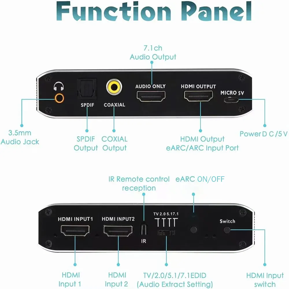 DHgate.com:4K 2x1 HDMI Switch eARC Audio Extractor with ARC Optical ...