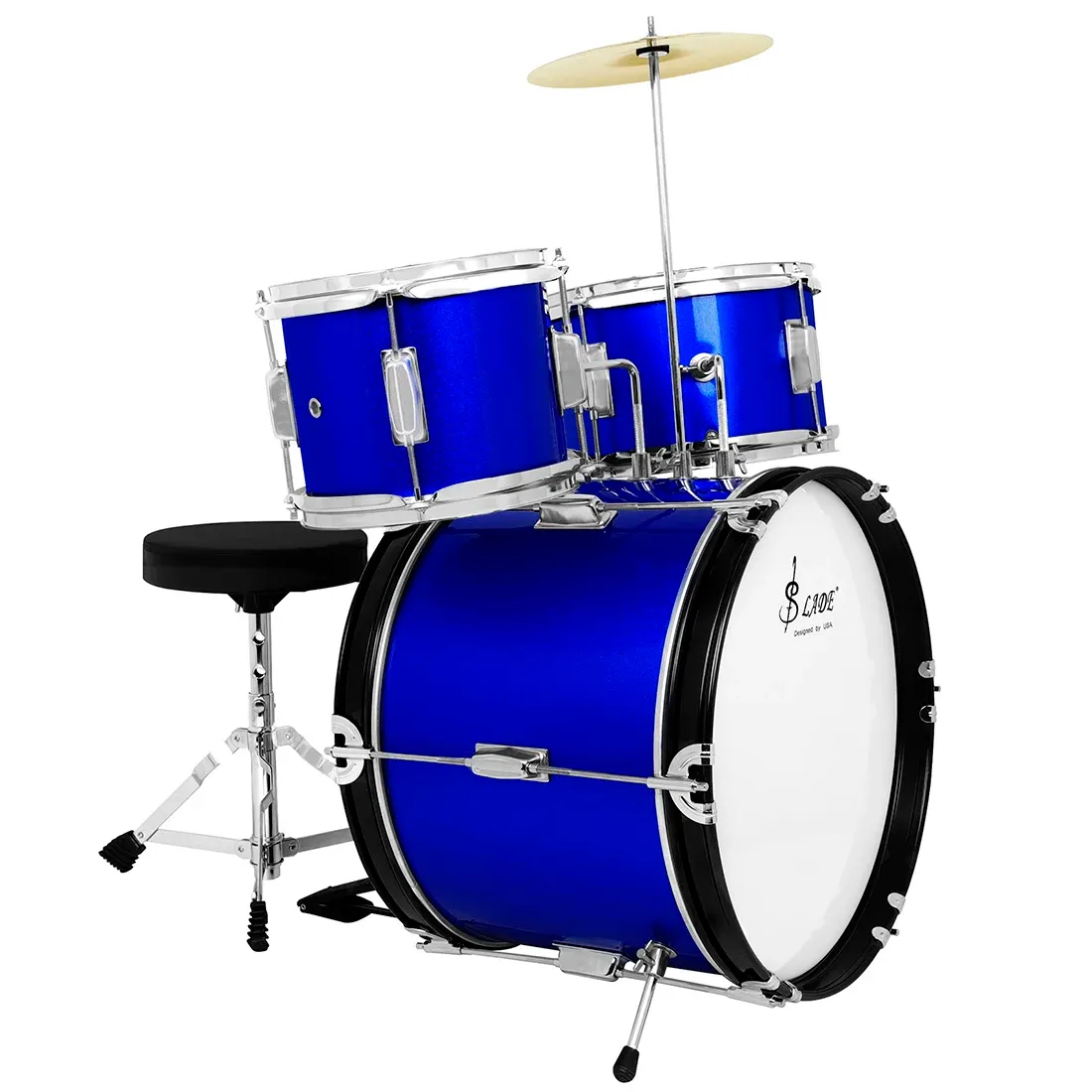 Jazz Drum Set for Kids, Beginner Musical Toy with 3 Drums and 1 Cymbal ...