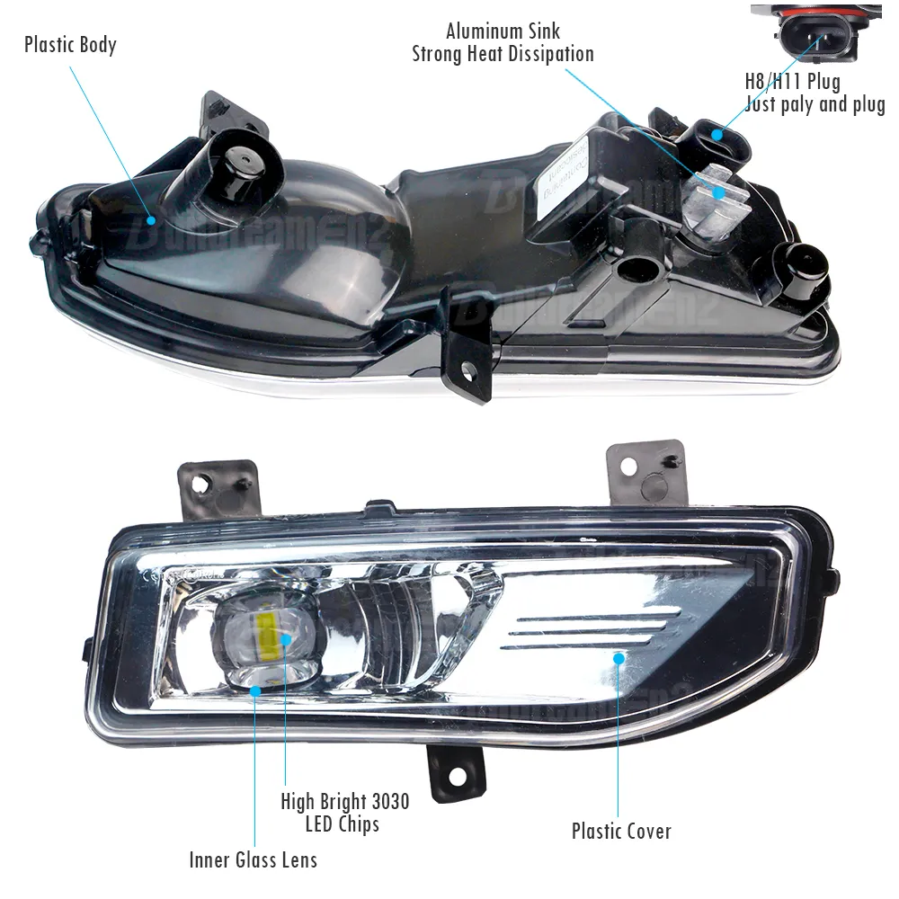 Fog Lamp Lens: 30W 4000LM LED Fog Light Assembly H11 12V for Nissan ...
