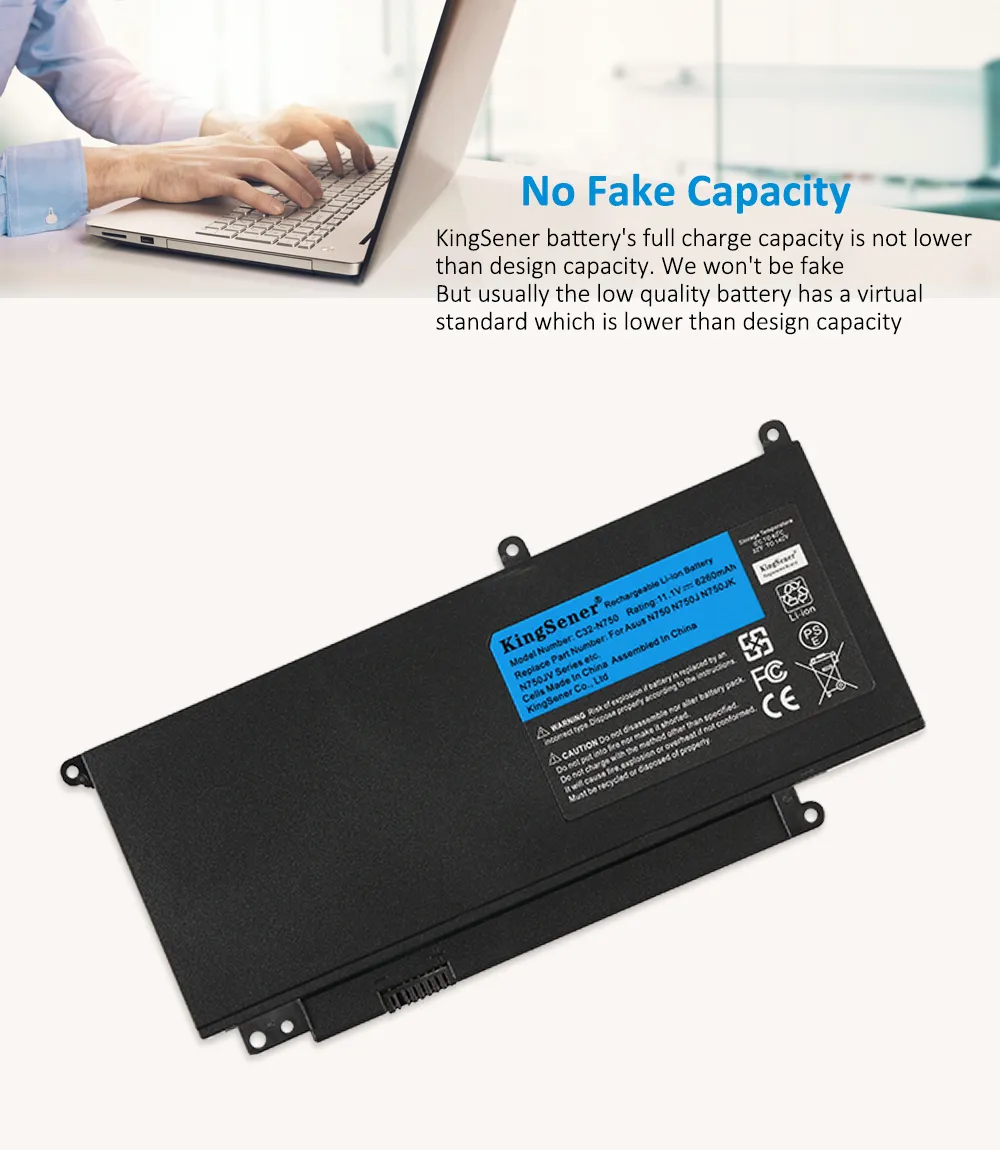 DHgate.com:KingSener N750 6260mAh Laptop Battery | 11.1V 69Wh C32-N750 ...