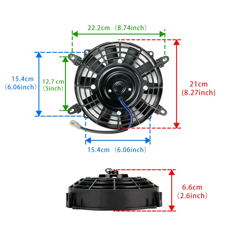 Universal Radiator Cooling Fan, 8 Inch Slim Electric Fan 12V/24V ...