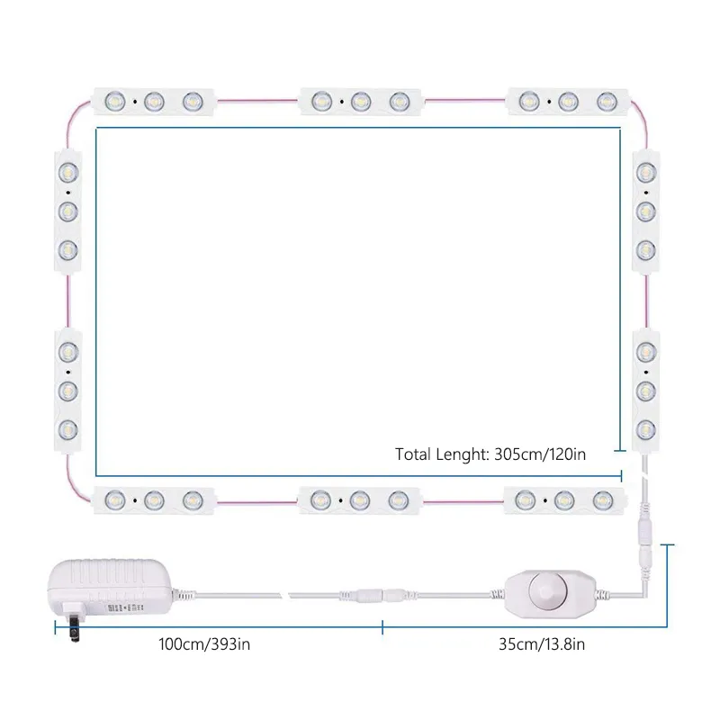 DHgate.com:Dimmable Hollywood-Style LED Vanity Mirror Light Strip Kit ...