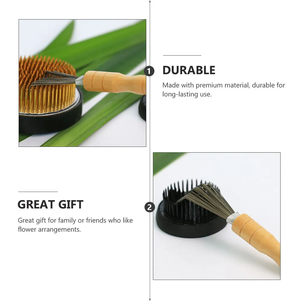 Japanese Ikebana Kenzan Flower Frog & Brush Set for Flower Arrangement ...