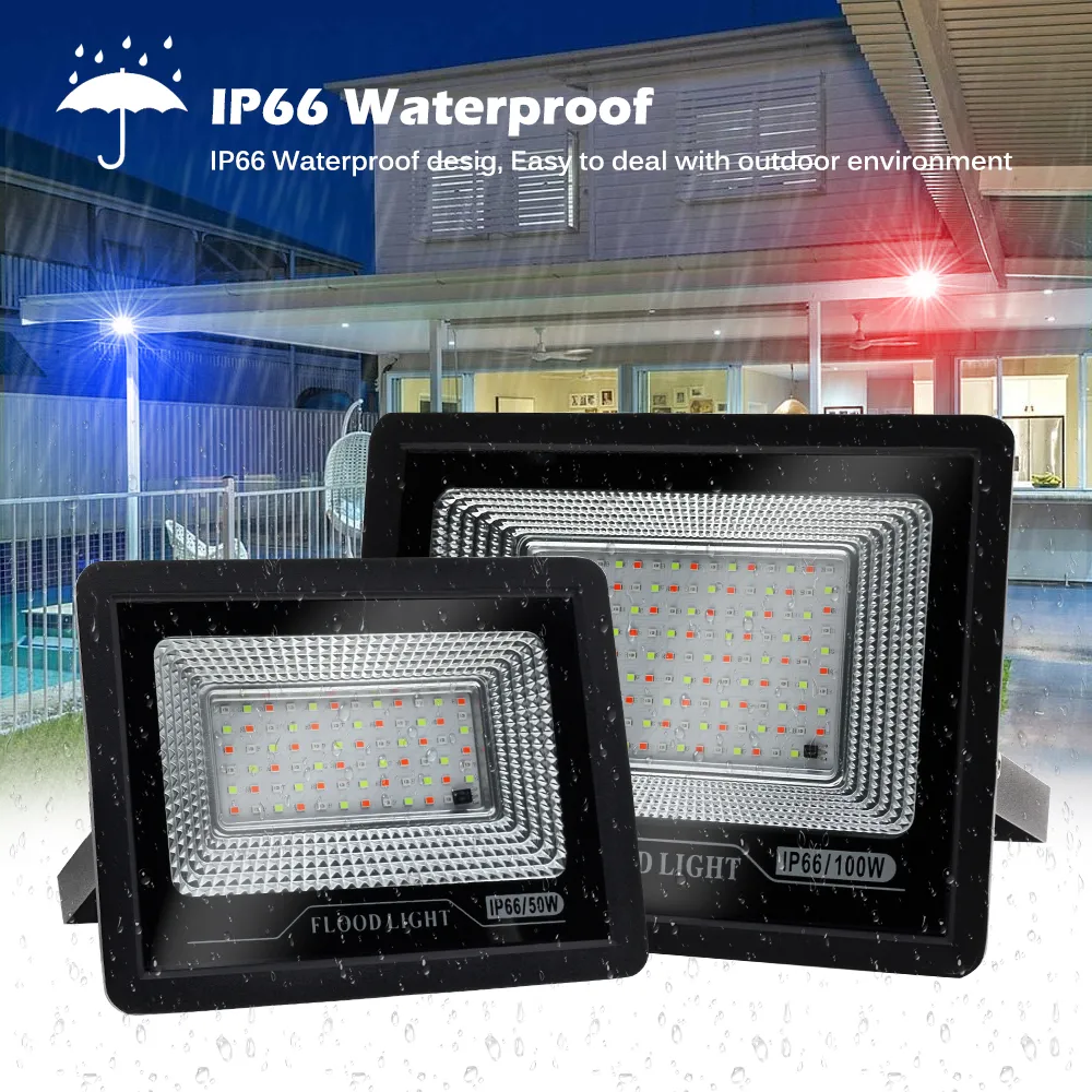 RGB LED Floodlight - 50W/100W IP66 Waterproof Outdoor Spotlight for ...