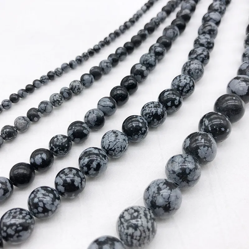 Natural Stone Snowflake Jasper Round Beads 15-Inch Strand 4 6 8 10 12MM ...