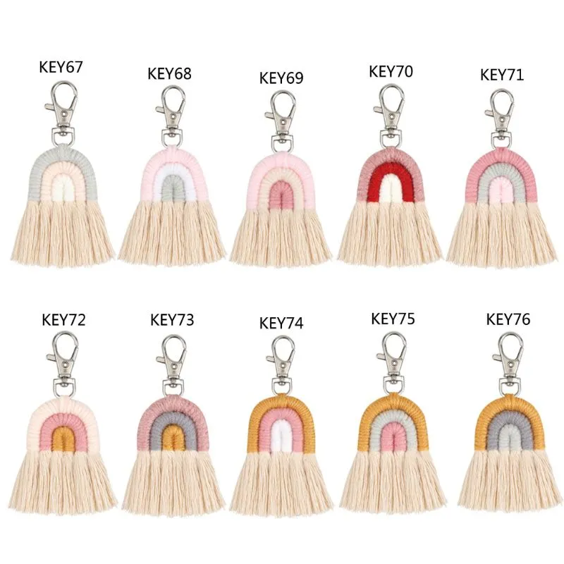DHgate.com:Vibrant Handmade Boho Rainbow Keychains: Stylish Macrame Bag ...